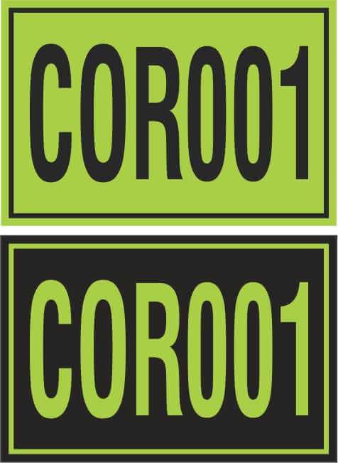 ASSET NUMBER DECAL | Corsign | BLACK PRINT ON FLURO YELLOW/GREEN CL1100 ...